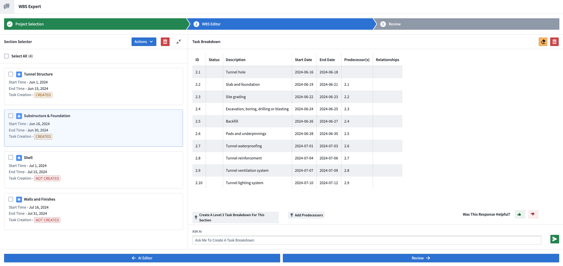 AIP for Work Breakdown Structure Creator