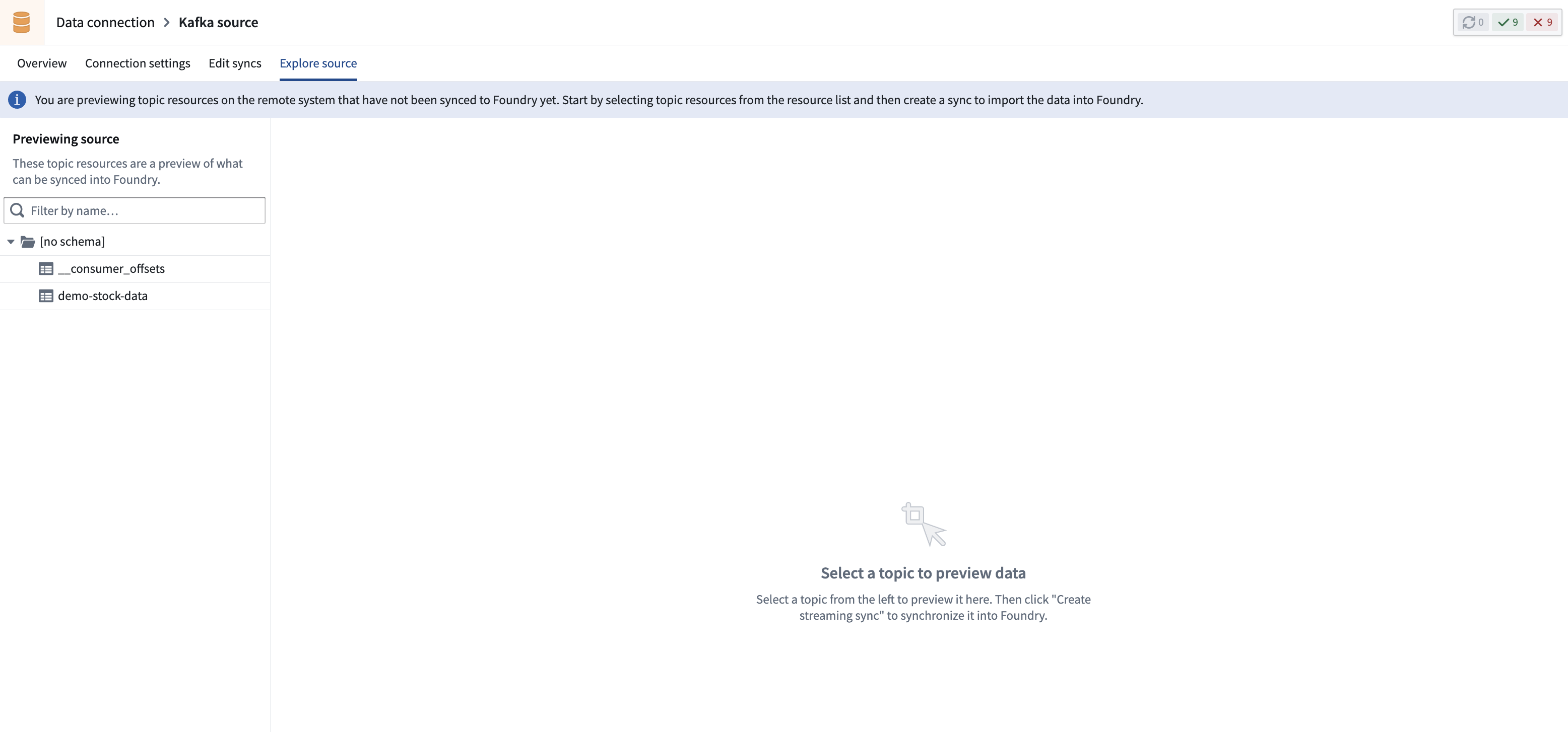 Data Connection • Syncs • Set up a streaming sync • Palantir