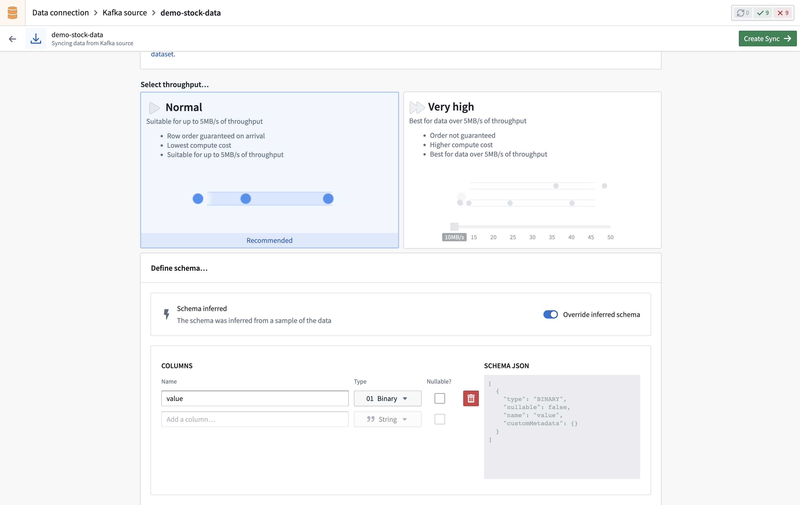 Data Connection • Syncs • Set up a streaming sync • Palantir