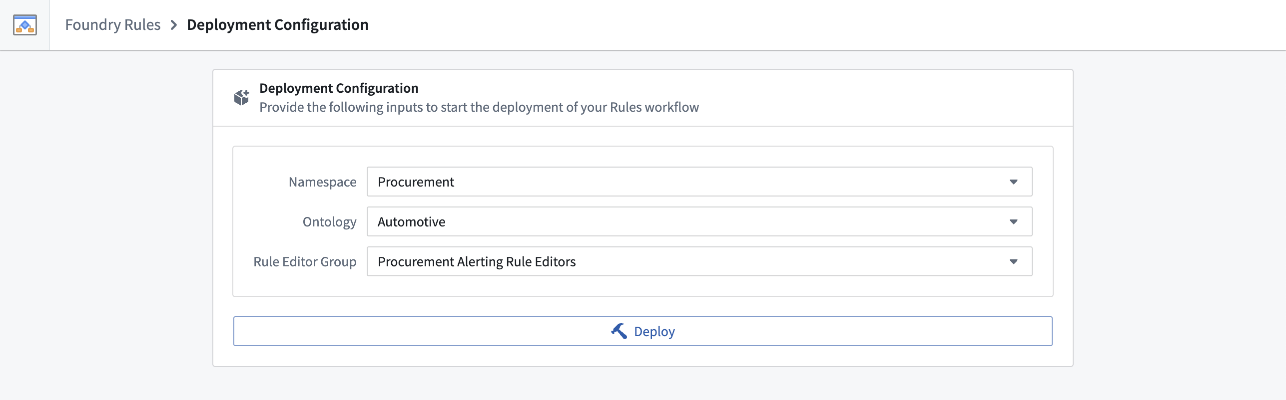 Foundry Rules • Deploy • Deploy Workflow • Palantir 6958