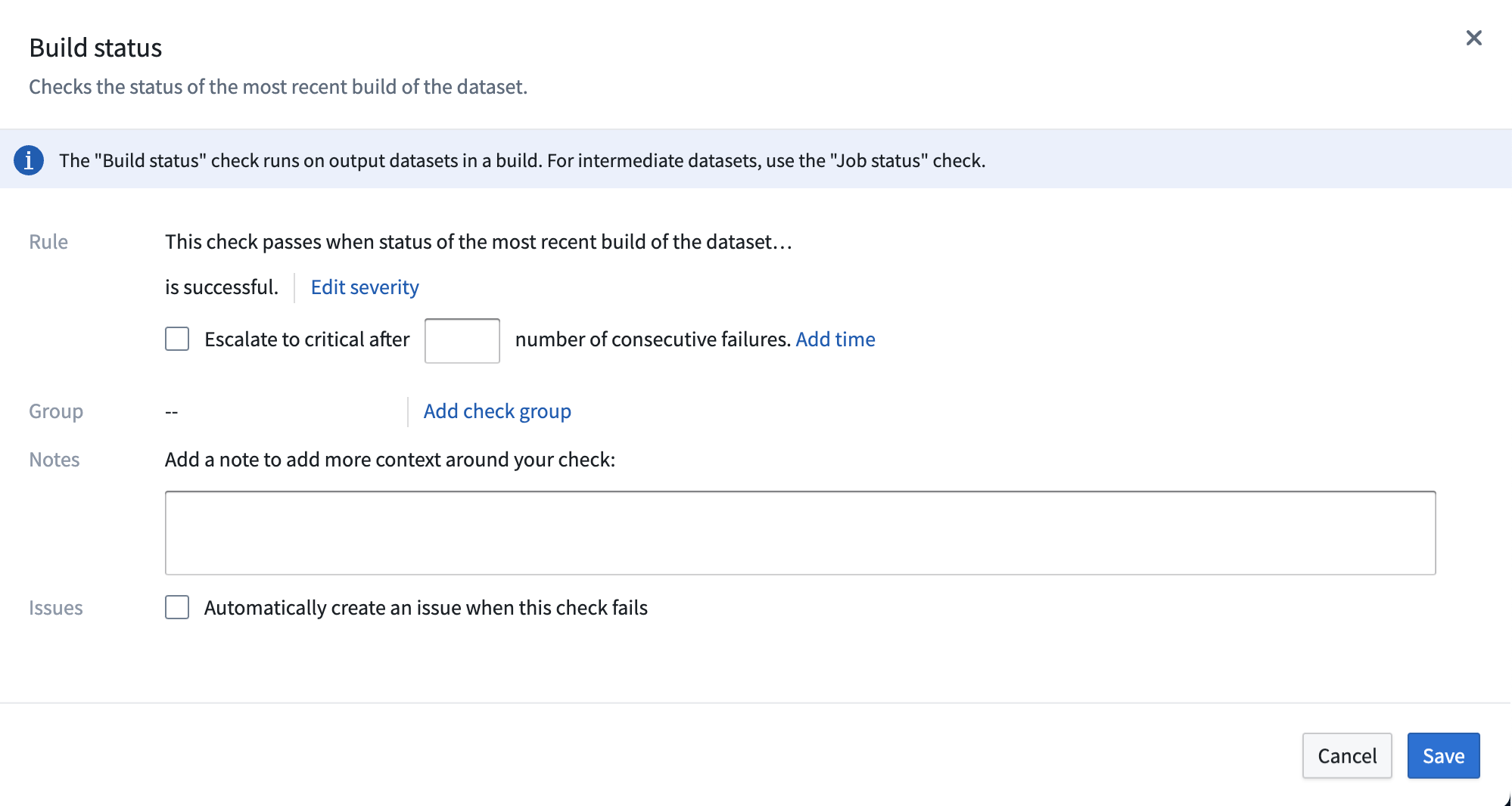 Documentation | Data expectations > Configure data health checks