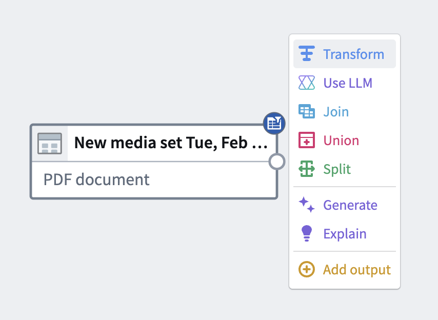 Pipeline Builder • Transforms • Transform media • Palantir